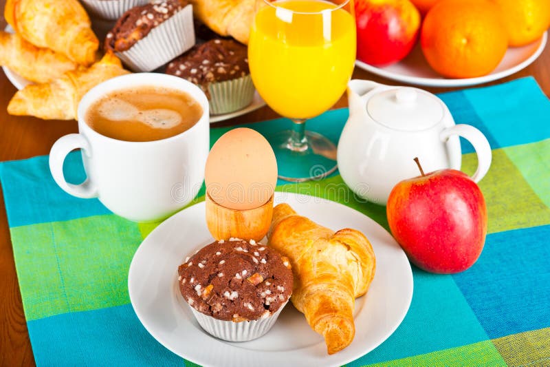 Breakfast table stock photo. Image of dishware, orange - 19005782