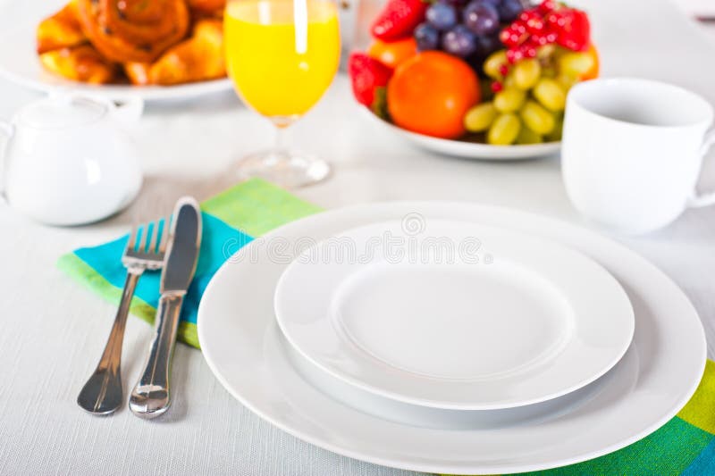 Breakfast table stock photo. Image of plate, brunch, fruit - 20445926