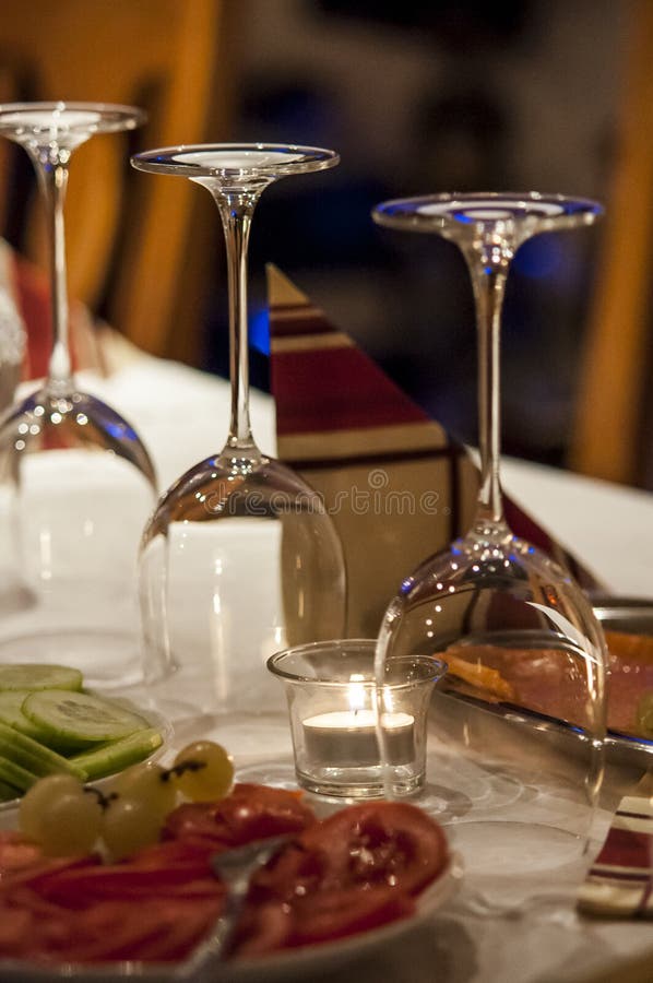 Breakfast Table Closeup Wine Brunch Glases Vegetables Stock Photo ...