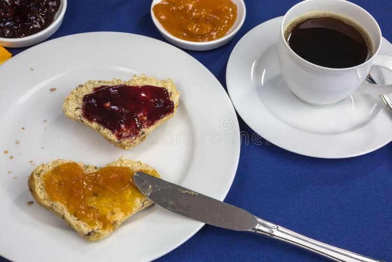 Breakfast table stock photo. Image of baked, coffee - 151319456