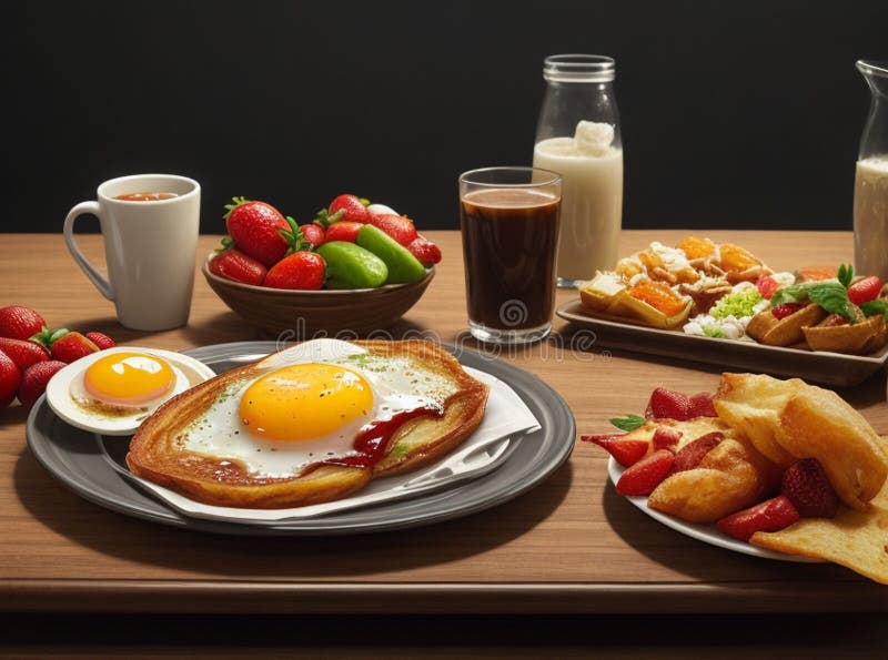 Breakfast Table Setup Close Up Stock Illustration - Illustration of ...