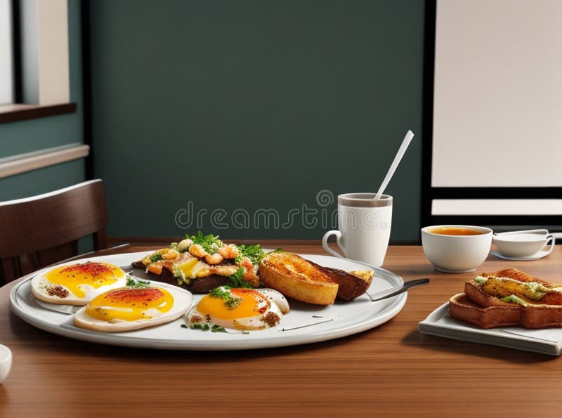 Breakfast Table Setup Close Up Stock Illustration - Illustration of ...