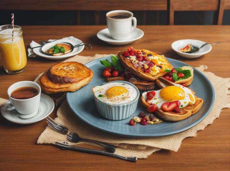 Breakfast Table Setup Close Up Stock Illustration - Illustration of ...