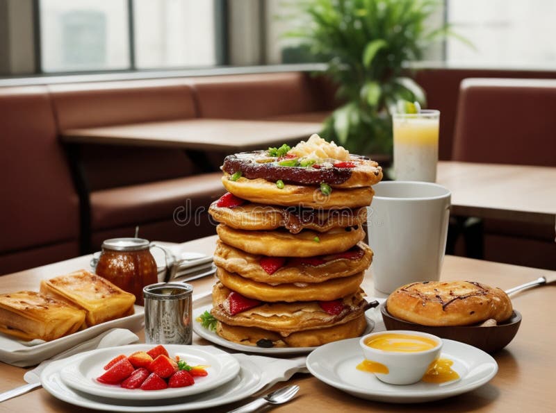 Breakfast Table Setup Close Up Stock Illustration - Illustration of ...