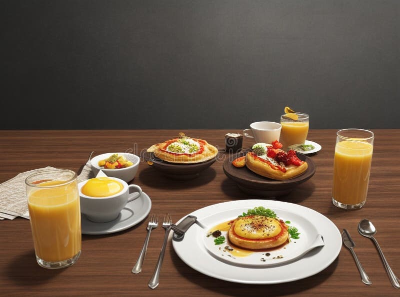 Breakfast Table Setup Close Up Stock Illustration - Illustration of ...