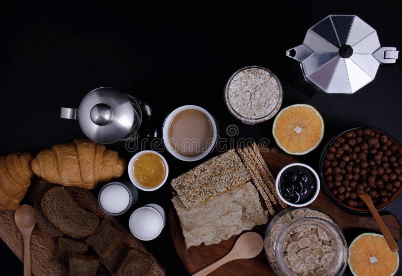Breakfast Table Layout. Breakfast Variety and View from Above. Stock ...