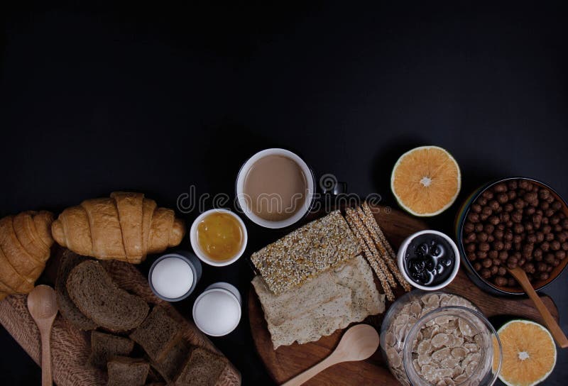 Breakfast Table Layout. Breakfast Variety and View from Above. Stock ...