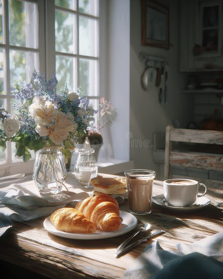Breakfast Table in Morning Sun Stock Illustration - Illustration of ...