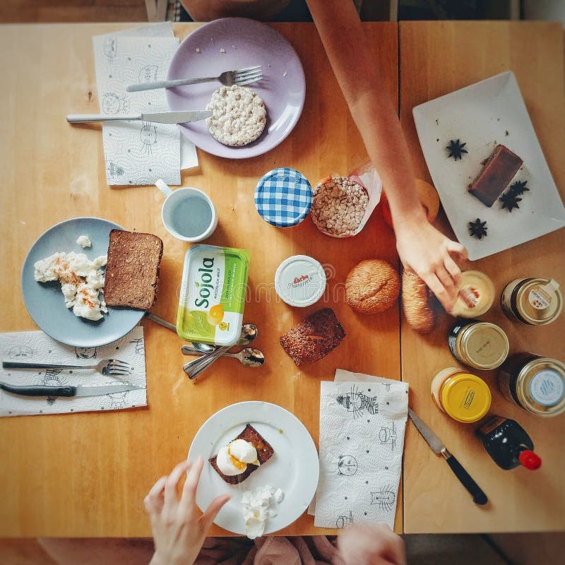 Breakfast Table Seen from a Top-down View Editorial Image - Image of ...