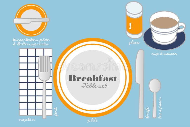Breakfast table setting stock vector. Illustration of restaurant - 54626646