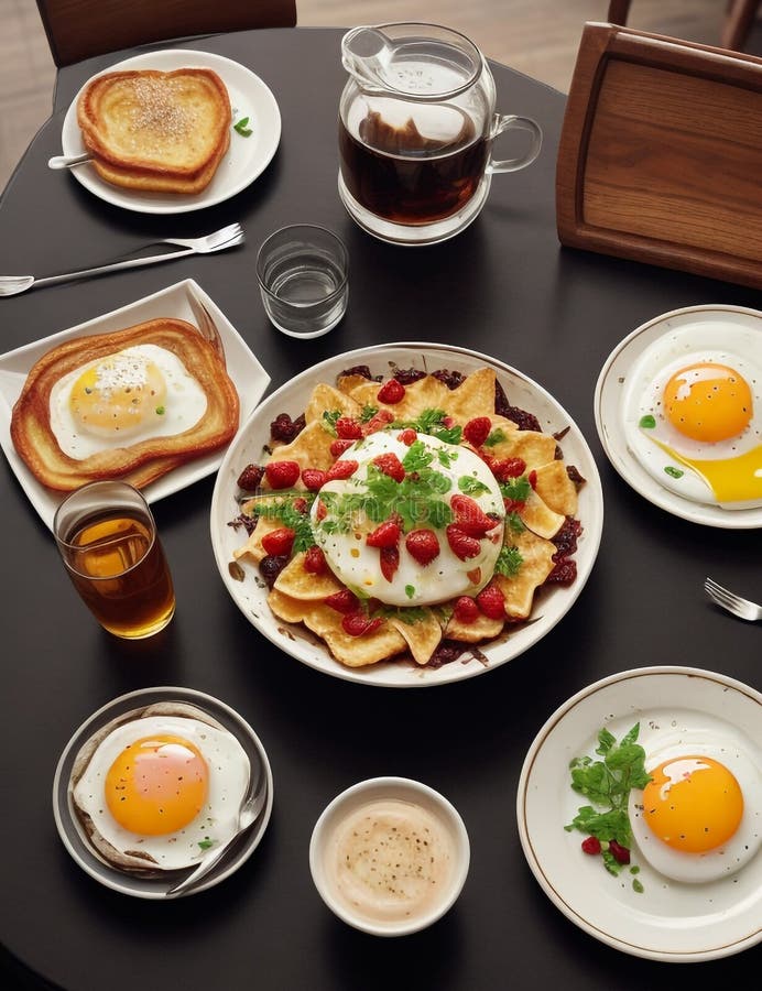 Breakfast Table Setup Close Up Stock Illustration - Illustration of ...