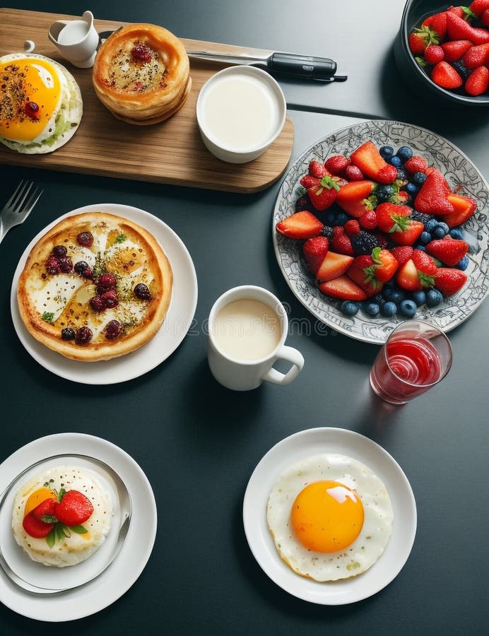 Breakfast Table Setup Close Up Stock Illustration - Illustration of ...