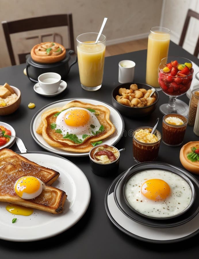 Breakfast Table Setup Close Up Stock Illustration - Illustration of ...