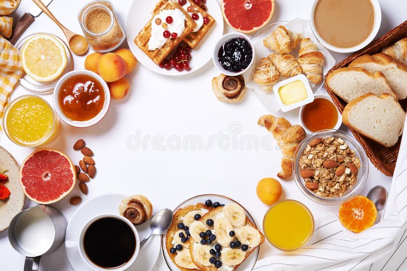 Breakfast table.top view stock photo. Image of golden - 75858452