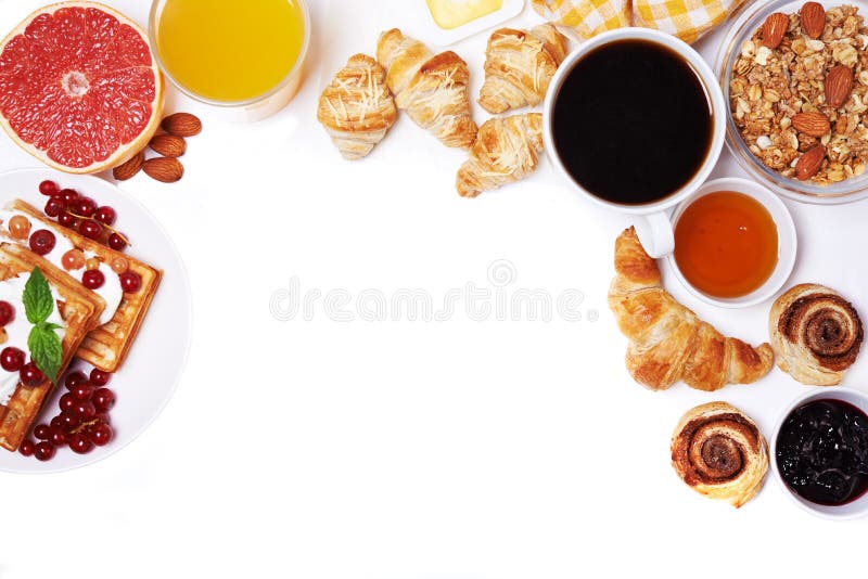 Breakfast table.top view stock photo. Image of berry - 75858340