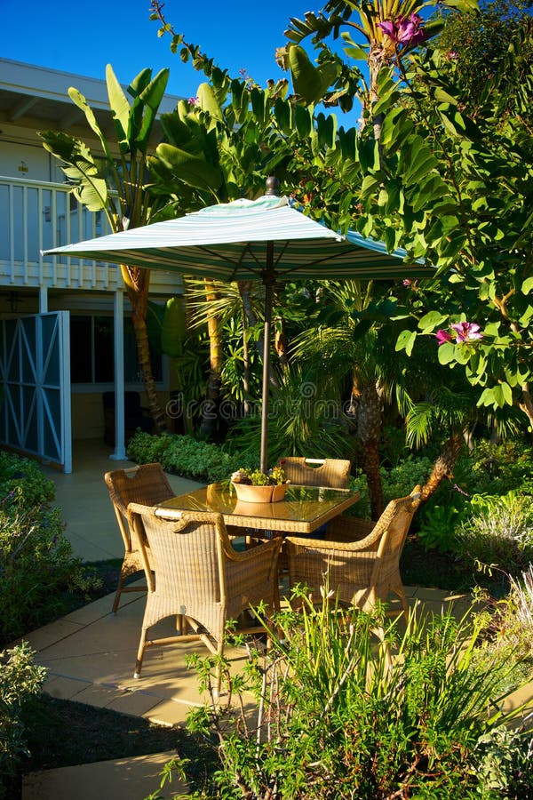 Breakfast Table in Tropical Setting Stock Image - Image of tropical ...