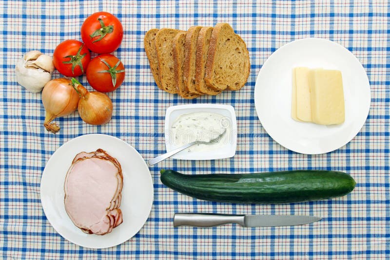 Breakfast table stock photo. Image of tomato, dish, snack - 39588192