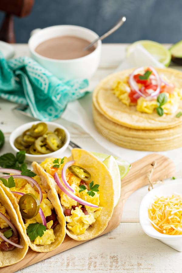 Breakfast tacos with eggs stock image. Image of authentic - 80774963