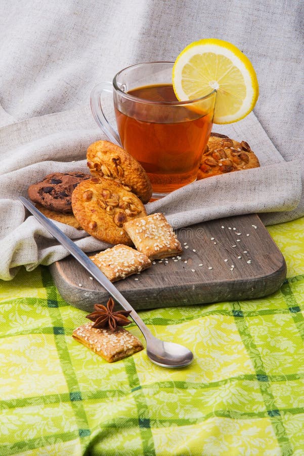 Breakfast with Tea and Biscuits Stock Photo - Image of food, closeup ...