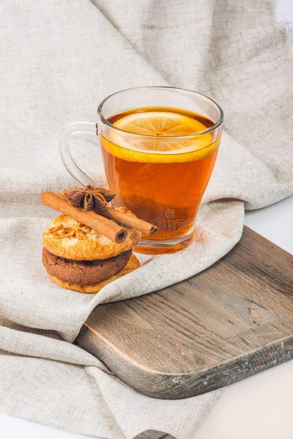 Breakfast with Tea and Biscuits Stock Image - Image of liquid ...