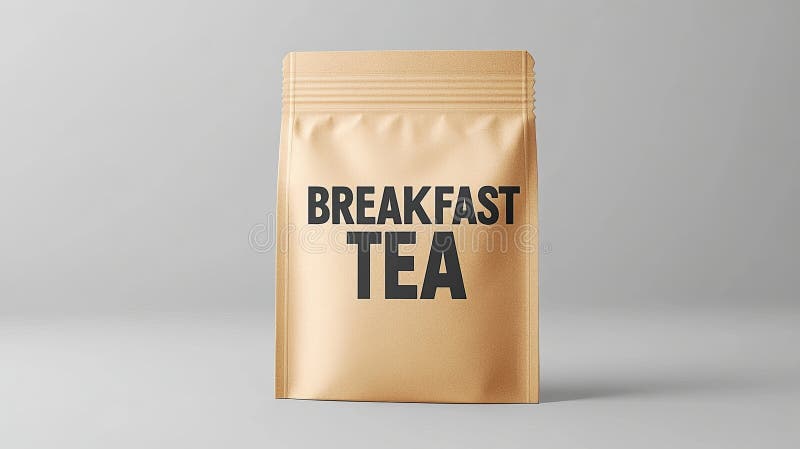 Breakfast Tea Paper Pouch Packaging Mockup Isolated on White Background ...