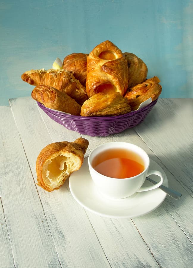 Breakfast with tea stock image. Image of food, pastry - 75045271