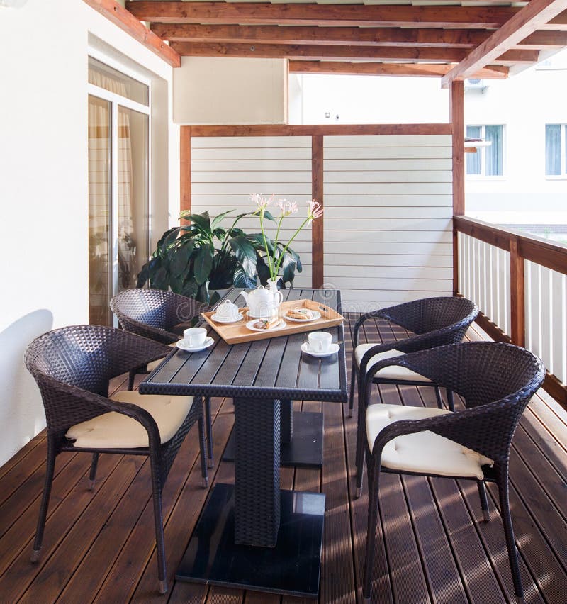 Breakfast on the Terrace, with Coffee Stock Image - Image of hotel ...