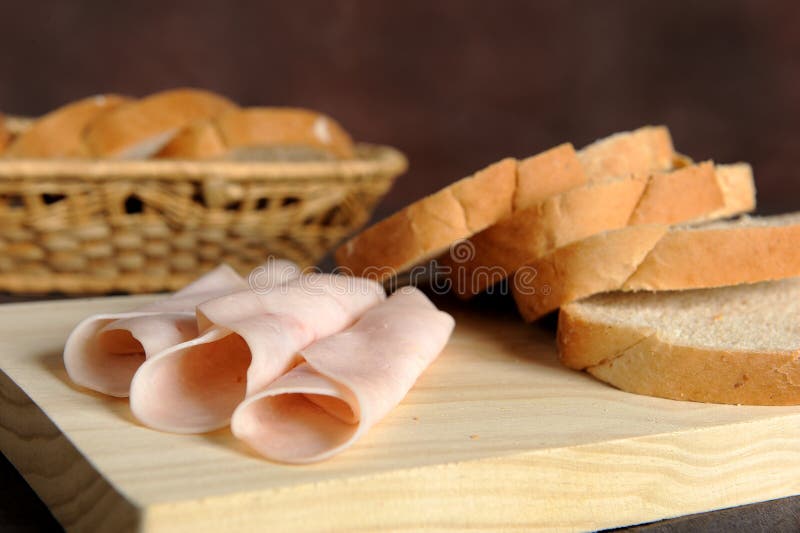 Breakfast Time with Bread and Ham Stock Image - Image of time, cake ...