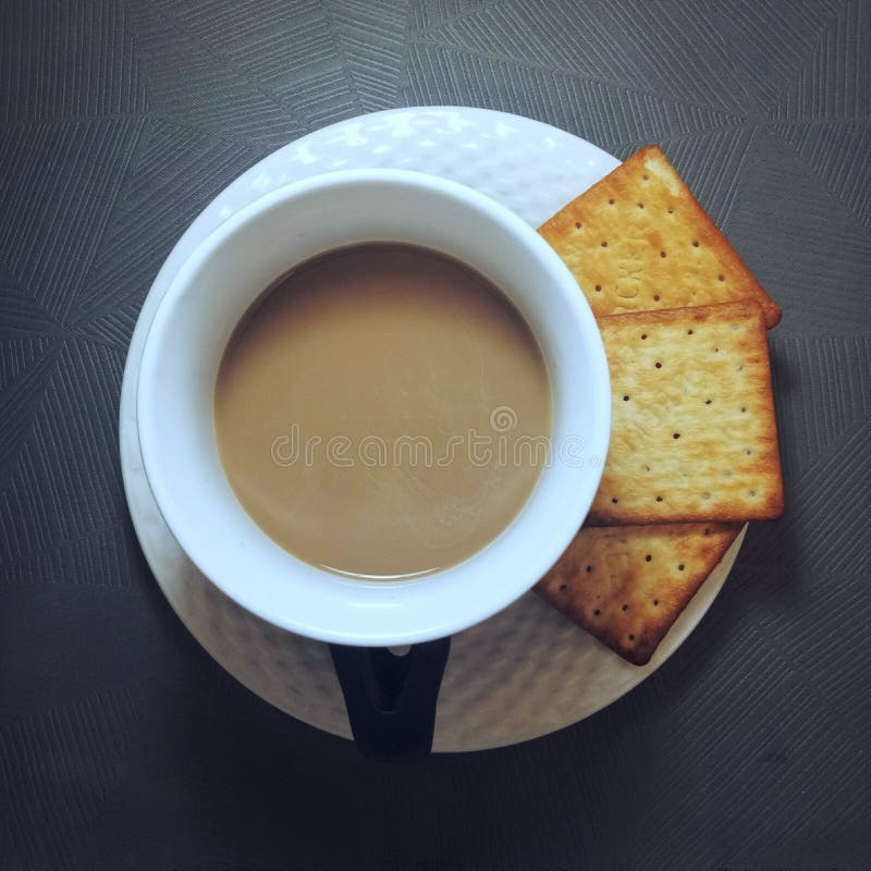 And Now it`s Time for a Coffee Break and a Bite To Eat. Stock Photo ...