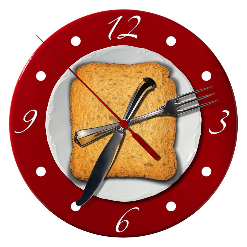 Breakfast Time Concept - Clock Stock Illustration - Illustration of ...