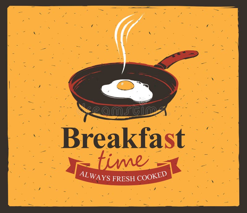 Breakfast Time with a Frying Pan and Fried Eggs Stock Vector ...