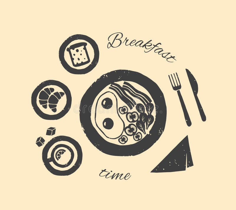 Breakfast Time Illustration. Stock Vector - Illustration of lemon ...