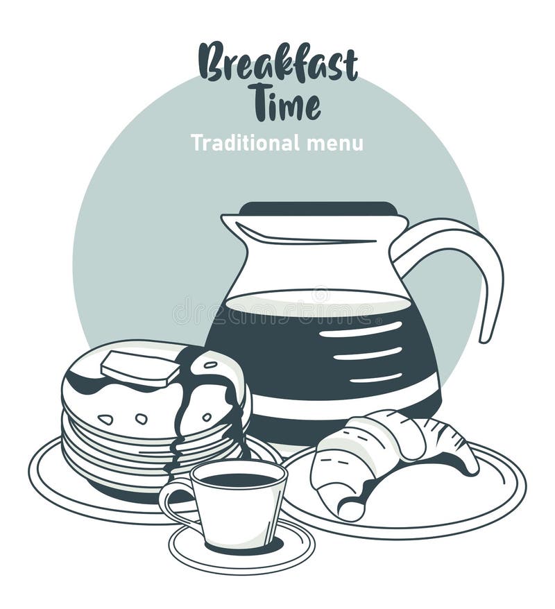 Breakfast Time Lettering Poster with Coffee and Ingredients Stock ...