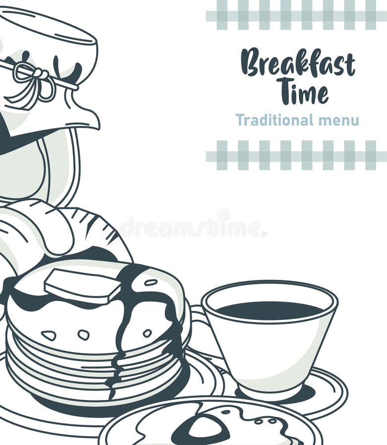 Breakfast Time Lettering Poster with Set Ingredients Stock Vector ...