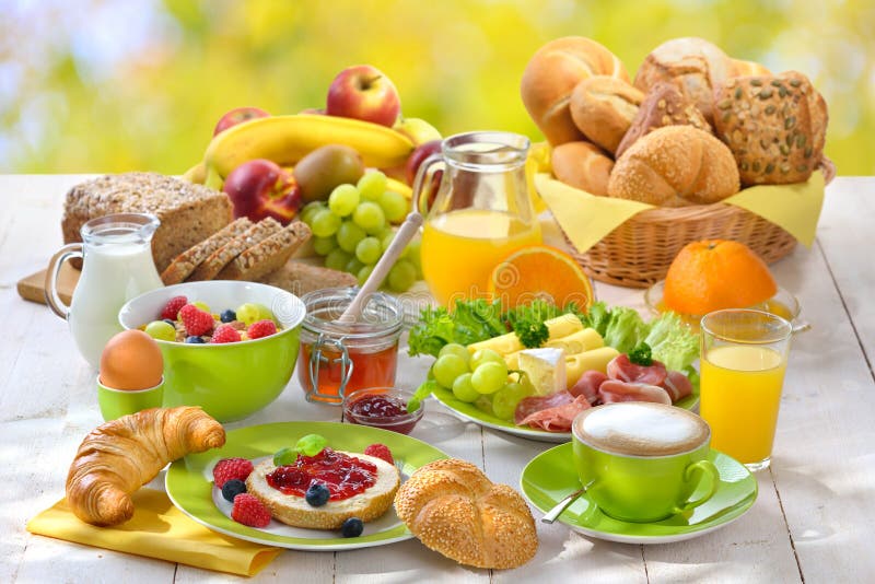 Breakfast time stock image. Image of morning, juice, croissant - 74242169