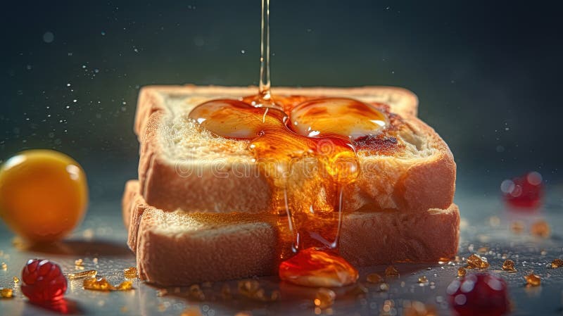 Breakfast Time: Stack of Toasted Bread with Honey. Close-up View. Stock ...