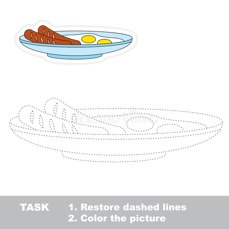 Breakfast To Be Colored. Vector Trace Game. Stock Vector - Illustration ...