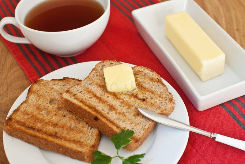 Breakfast with Toast and Butter Stock Photo - Image of healthy ...