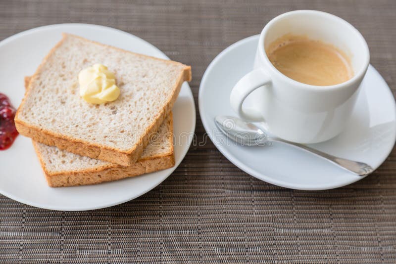 Breakfast with Toast and Coffee on Background Stock Image - Image of ...