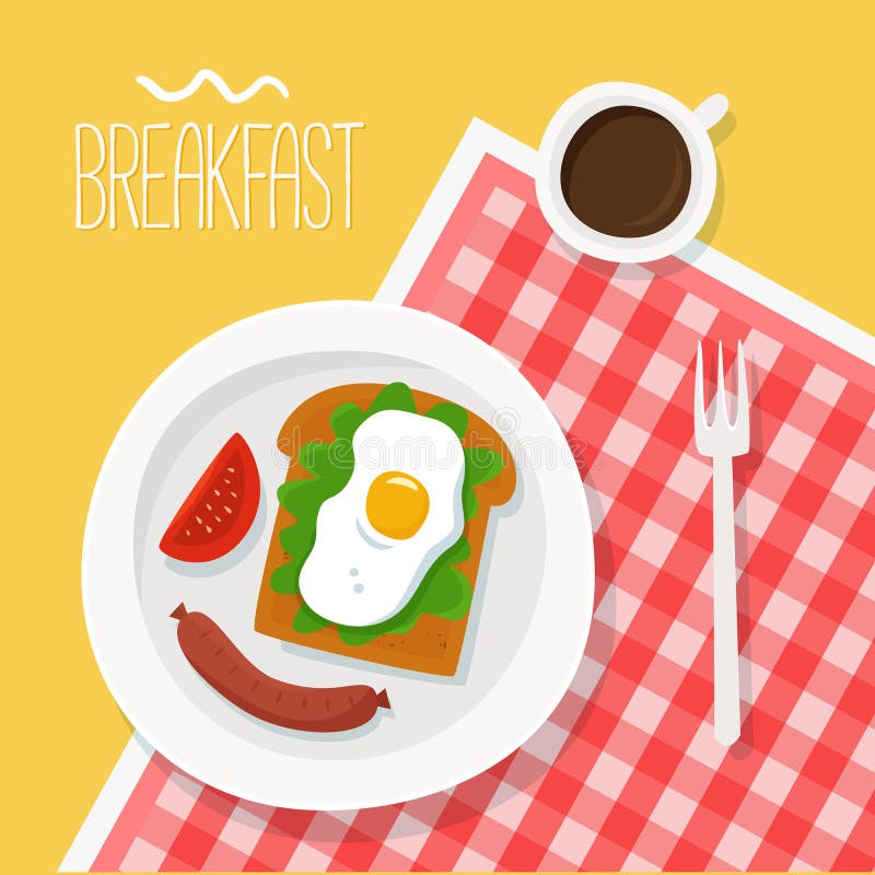 Breakfast in Toast with Eggs and Bacon. Hand Draw Sketch Vector Stock ...