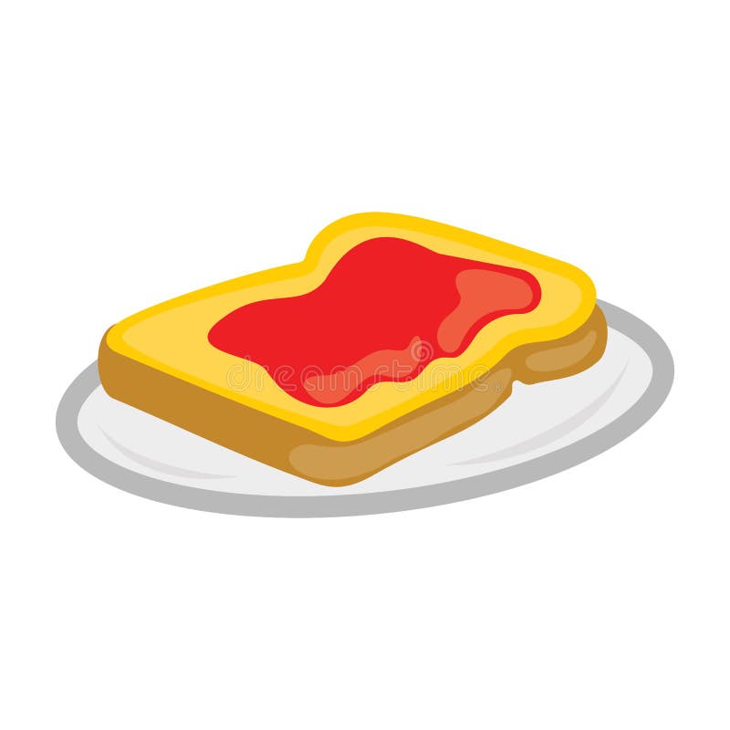Breakfast Toast with Strawberry Jam. Flat-style Vector Illustration ...