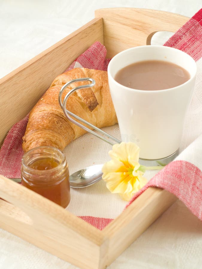 Tea Breakfast Set with Tray in Bed Stock Image - Image of breakfast ...
