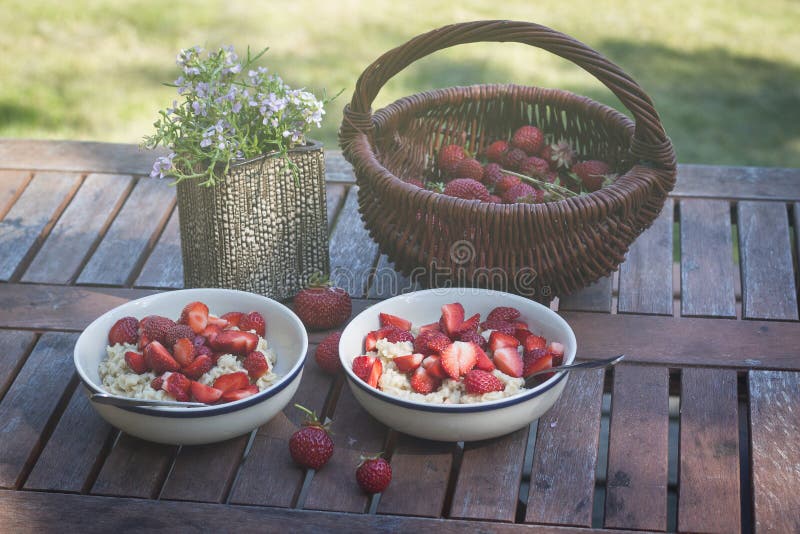 Breakfast for two stock image. Image of oatmeal, porridge - 75151201