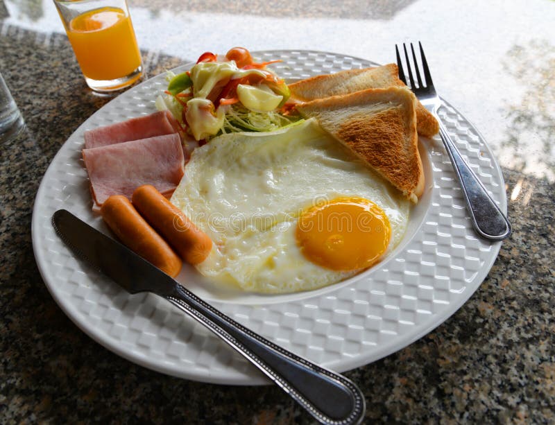 Breakfast stock photo. Image of hash, morning, meal, juice - 52823784