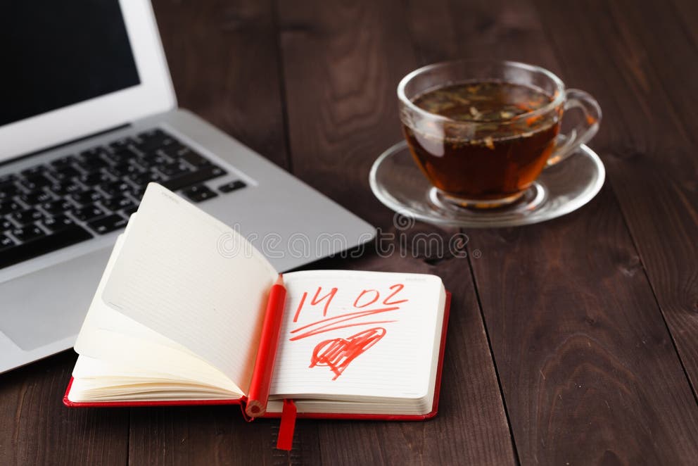 Breakfast for Valentine Day with Tea and Donut Stock Image - Image of ...