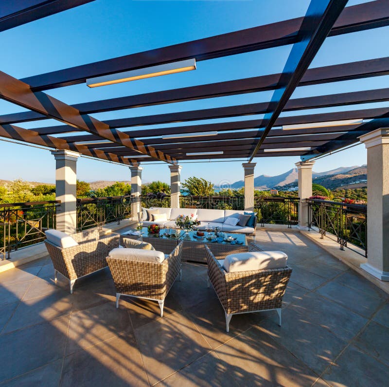 Breakfast on the Veranda of a Luxury Home Stock Image - Image of ...