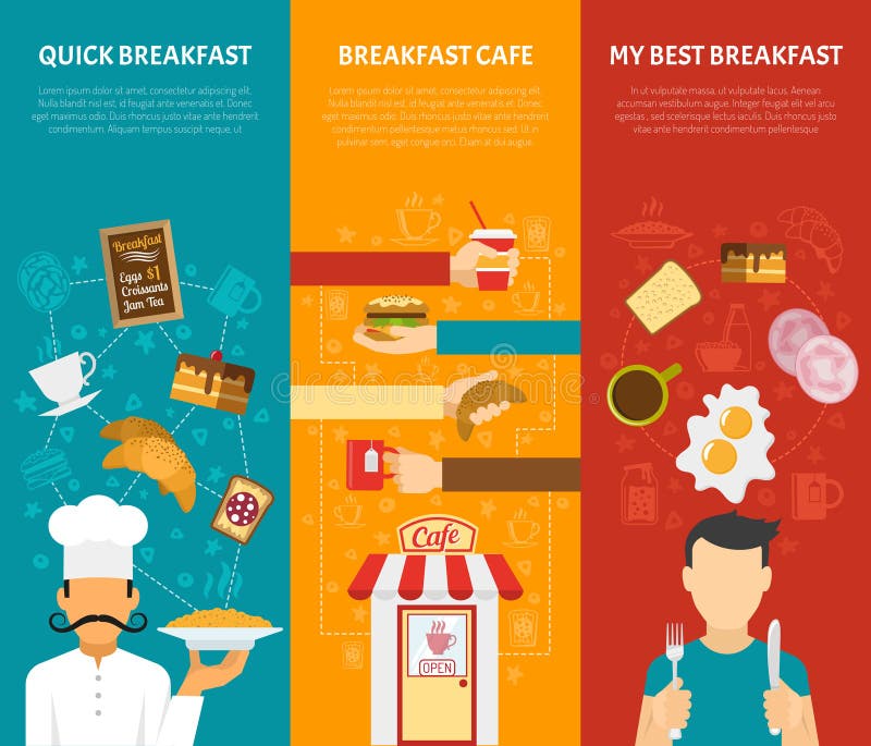 Breakfast Vertical Banners Set Stock Vector - Illustration of isolated ...