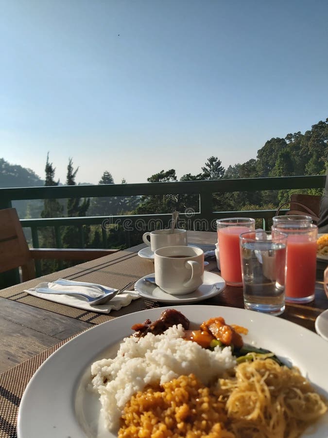 Breakfast with a view stock image. Image of food, view - 154083203