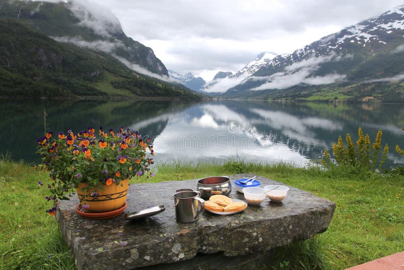 Breakfast with a view stock image. Image of happy, scenery - 50268009