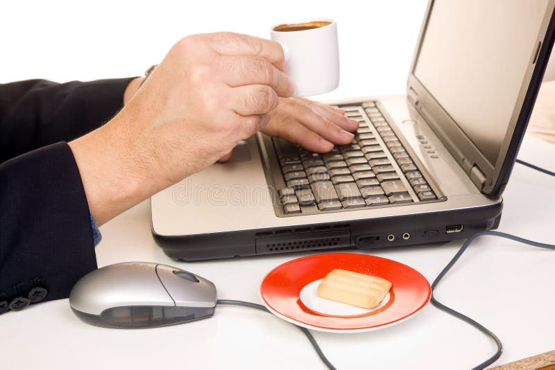 Breakfast at work stock photo. Image of enjoyment, bean - 12487490